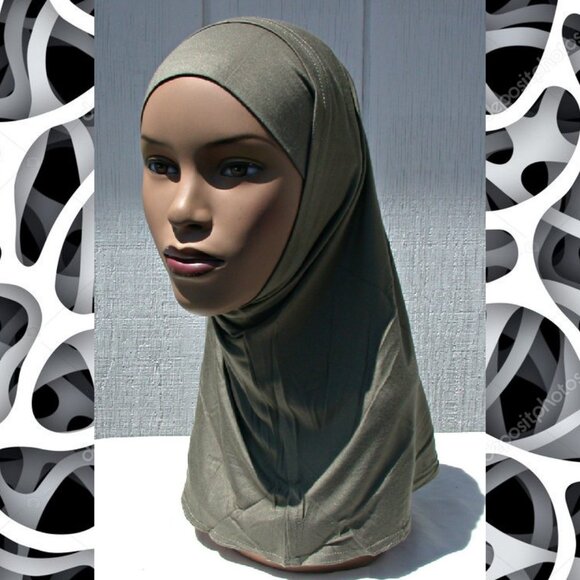 2 Piece Amira Hijab | Hijabs | 2 Pc Mid East Olive Green Cotton Hijab Amira Womens Islamic ...